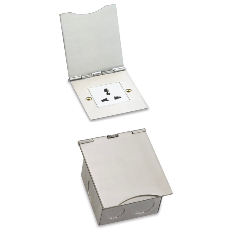 Buy 13A SINGLE FLOOR SOCKET BOX - BRUSHED SILVER Online | DUBiTrade